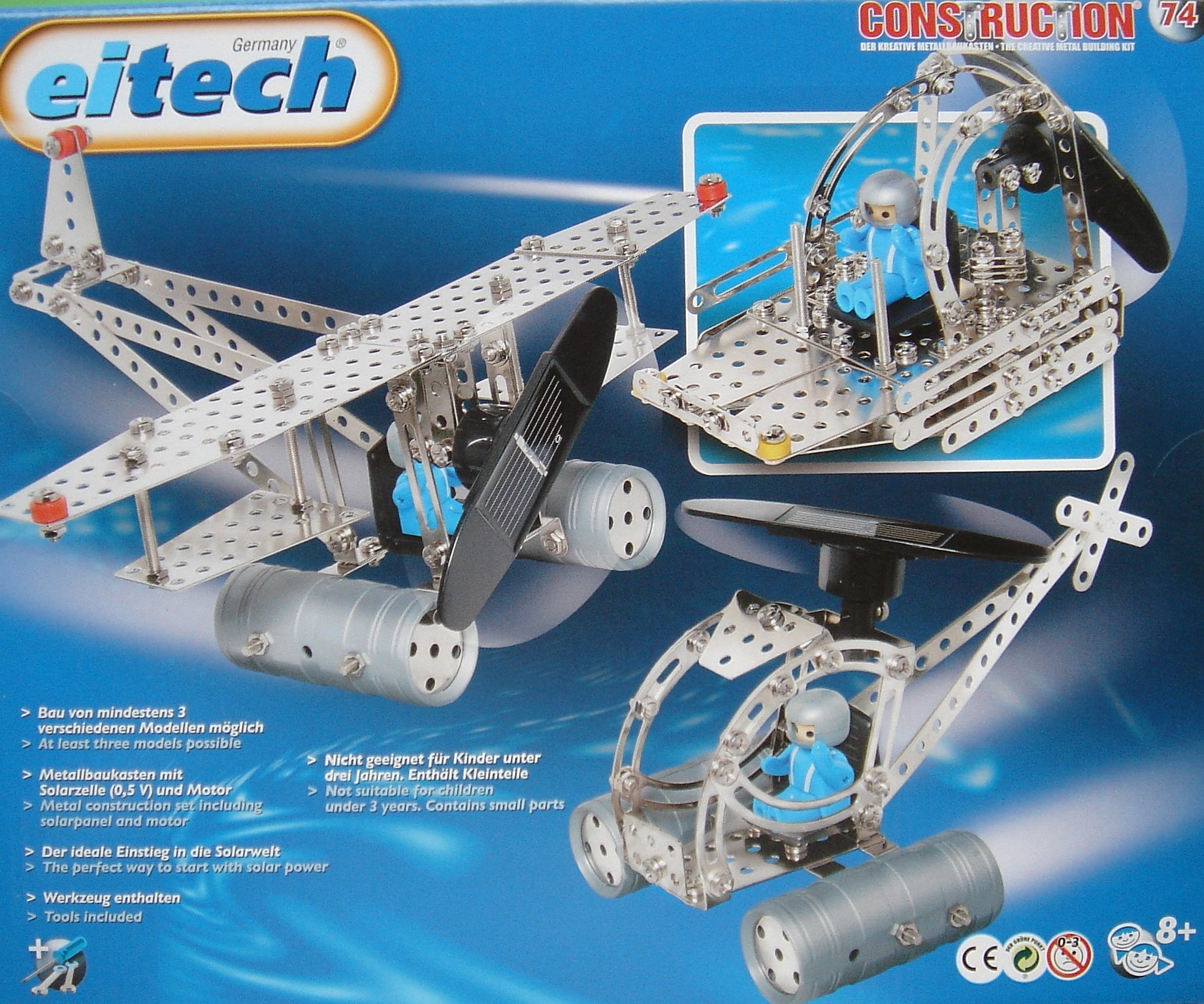 Eitech metalbyggesæt - Byg helikopter, fly eller båd med solcellepropel
