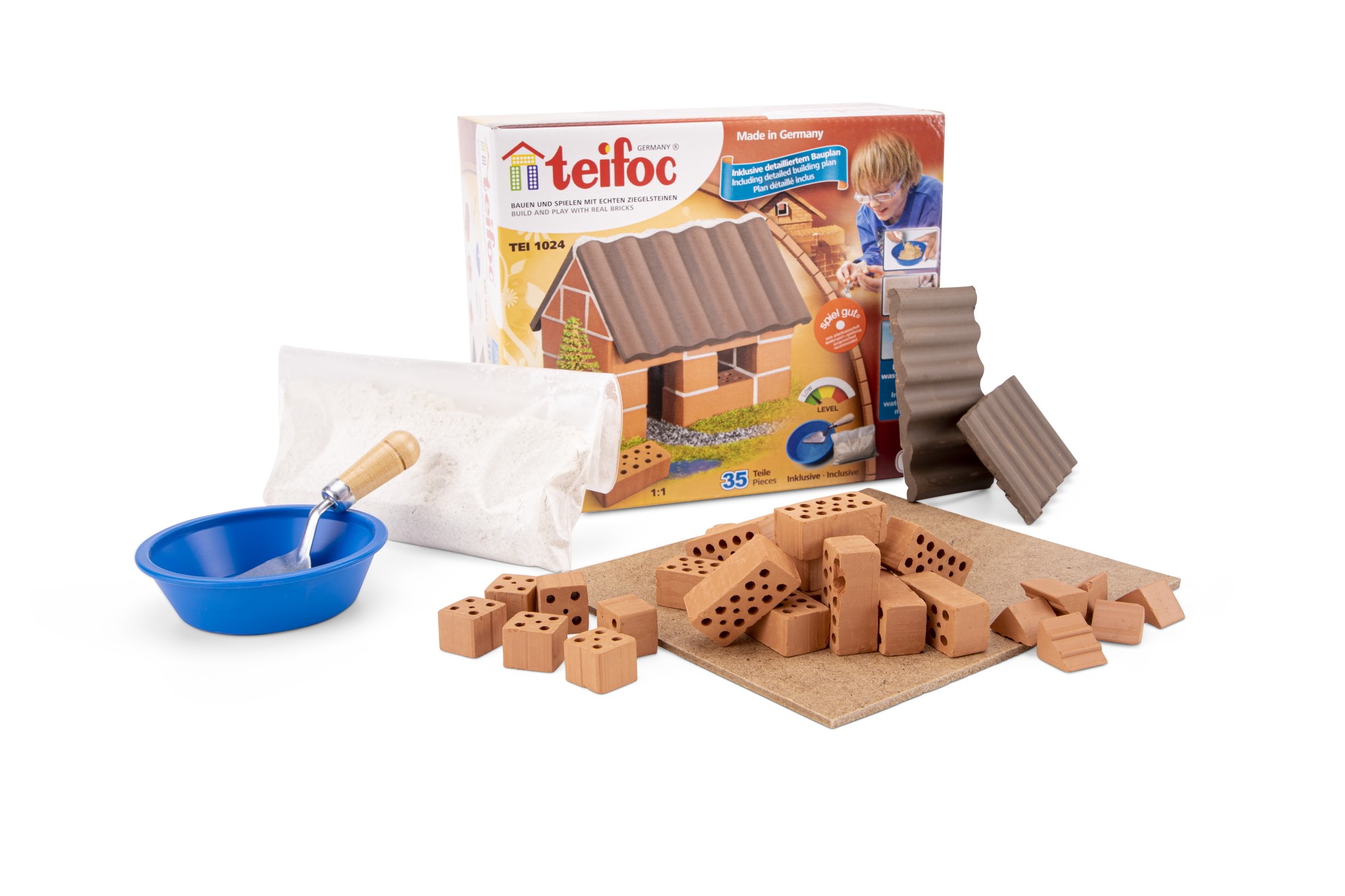 Teifoc 1024 byggesæt, mini mursten - Hus, 6+