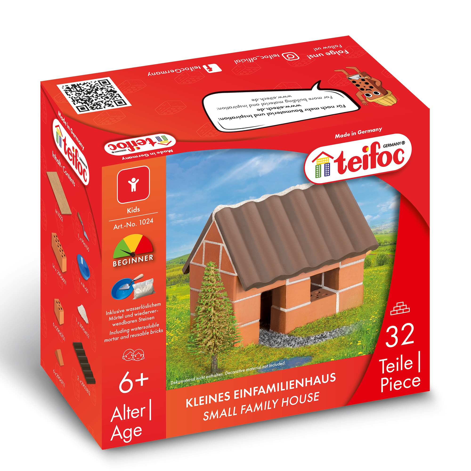 Teifoc 1024 byggesæt, mini mursten - Hus, 6+